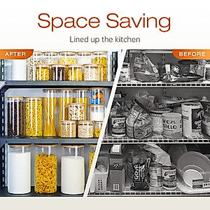 HomArtist Large Glass Flour and Sugar Containers 180oz x2 [Set of 2], Glass Food Storage Containers with Bamboo Lids, Glass Jar with Airtight Lids for Spaghetti Pasta,Rice,Cereal,Candy,Coffee, Oat