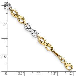 IceCarats 14K Two Tone Gold Infinity Twisted Love Knot Symbol Chain Charm Bracelet