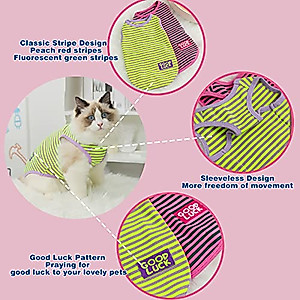 MESHEEN 2 Pack Dog Shirt Sleeveless for Small Dogs Made of Soft Breathable Pure Cotton Stretch Fabric Keep Your Pet Comfortable, Puppy Vest Use Fashion Striped Style Design