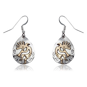 $200Tag 12ktGF Silver Kokopelli Certified Navajo Dangle Native Earrings 24466 Made By Loma Siiva
