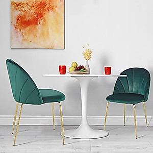 ATSNOW Emerald Green Velvet Dining Chairs with Gold Legs, Mid Century Modern Upholstered Accent Side Chairs for Kitchen Living Room
