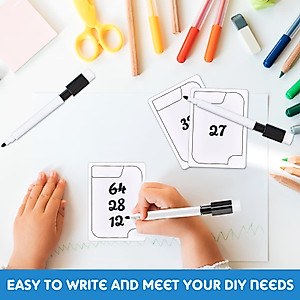 50 Pieces Multifunctional Tokens Reusable Cards Erasable Index Cards Dry Erase Cards White Blank Flash Cards with 5 Pcs Black Marker Pens for Playing Games, School, Office, Housework