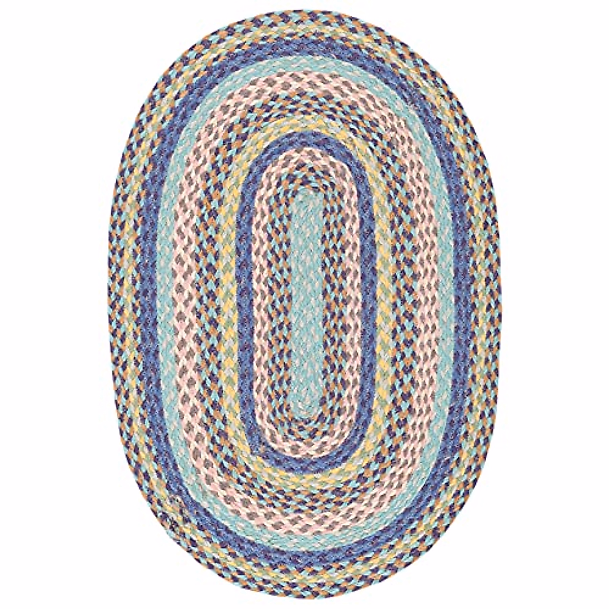 SAFAVIEH Cape Cod Collection Area Rug - 4' x 6' Oval, Blue & Green, Handmade Braided Jute, Ideal for High Traffic Areas in Living Room, Bedroom (CAP241M)