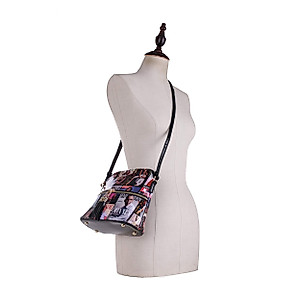 SG SUGU Glossy Magazine Cover Lightweight Medium Dome Crossbody Bag Michelle Obama Purse | Black