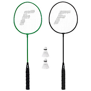 Franklin Sports Badminton Rackets - Glow in the Dark 2 Player Racket Set - Set of 2 Rackets and 2 Birdies - Adult + Kids Badminton Rackets