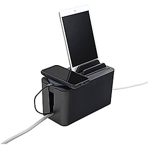 Bluelounge CableBox Mini Station Black Cable and Cord Management System - Small Surge Protector Included
