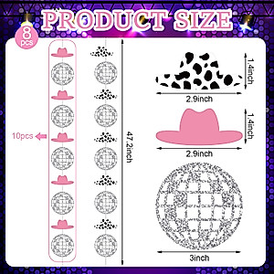 Peryiter 8 Pcs Cowgirl Bachelorette Party Decorations Glitter Cowgirl Disco Ball Garland String Western Cowgirl Party Hanging Decorations Cow Girls Hanging Swirls Whirl Streamers for Birthday Supplies