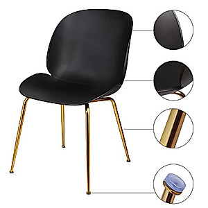 GIA Home Series 5pcs Modern Dining Set Include Rectangle 59"X35"X29.53" Mixed Oak Wooland Table and Four Plastic Chairs, Set of 5, Black/Golden