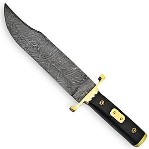 PAL 2000 KNIVES DBK-9914 Custom Handmade Damascus Steel Hunting Bowie Blade Knife Micarta Handle