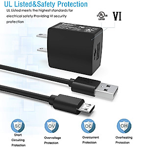 AC Wall Charger Compatible with Amazon Kindle Fire HD 10 Tablet 7th 6th 5th Generation Asus Samsung Galaxy Tablet Power Supply Adapter Cord Cable