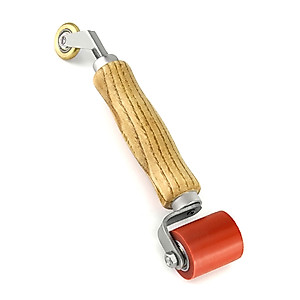 QWORK Seam Roller, 40mm Silicone Seam Roller with 6mm Brass Detail Penny Roller, Smoothing Seam Roller Tool for PVC/TPO/EPDM Single Ply Roofing Tape