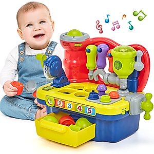 hahaland Toddler Toys for Boys Girls Gifts Toys for Ages 2 Multifunctional Music Light Workbench for Baby Boy Toys for 2-Year-Old Boy Toys for Boys Baby Toys 18+ Months Boy Toys