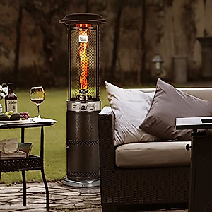 BALI OUTDOORS Propane Patio Heater, Stainless Steel Standing, 36,000 BTUs Portable Commercial Outdoor Gas Patio Heater with Glass Tube for Deck, Garden and Porch