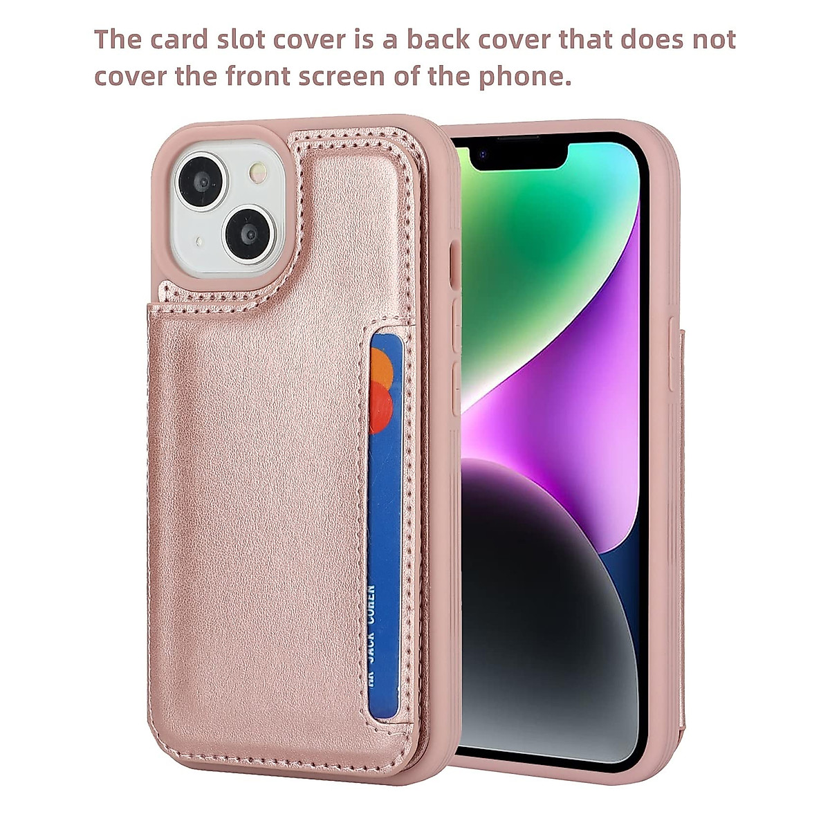iCoverCase for iPhone 13 Case with Card Holder, iPhone 13 Wallet Case for Women Men [RFID Blocking] PU Leather Protective Wallet Phone Case for iPhone 13 6.1 Inch (Rose Gold)