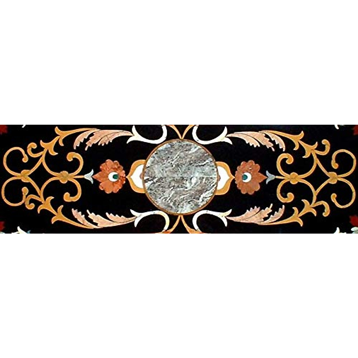Pietra Dura Natural Black Marble 48" x 24" Inch Rectangular Dining Table Top, Stone Inlay Breakfast Table Top, Centre Table Top, Marble Outdoor Garden Table Top, Piece Of Conversation, Family HeirLoom