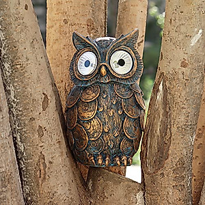 Owl Outdoor Garden Ornaments, Solar Garden Owl Garden Decor Statue, Resin Owl Garden Ornament with Solar Lights, Waterproof Garden Owl Statues Sculptures for Patio Lawn Porch Ornament Gift