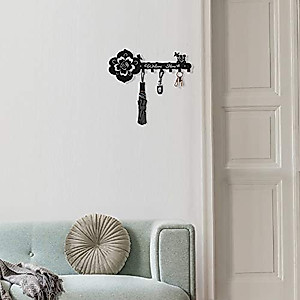 Deveosa Key Hooks Holder for Wall Decorative - Small Black Entryway Welcome Home Sign Key Hanging Hangers Wall Mounted Racks