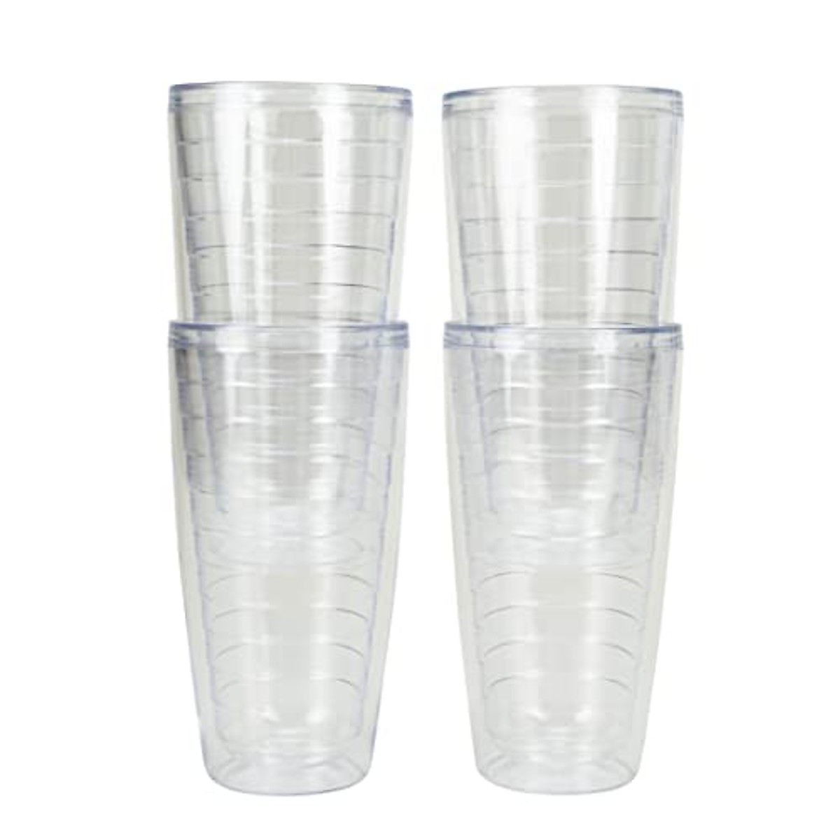 Boston Warehouse Insulated Plastic Tumblers, 24-Ounce, Set of 4, Clear Collection