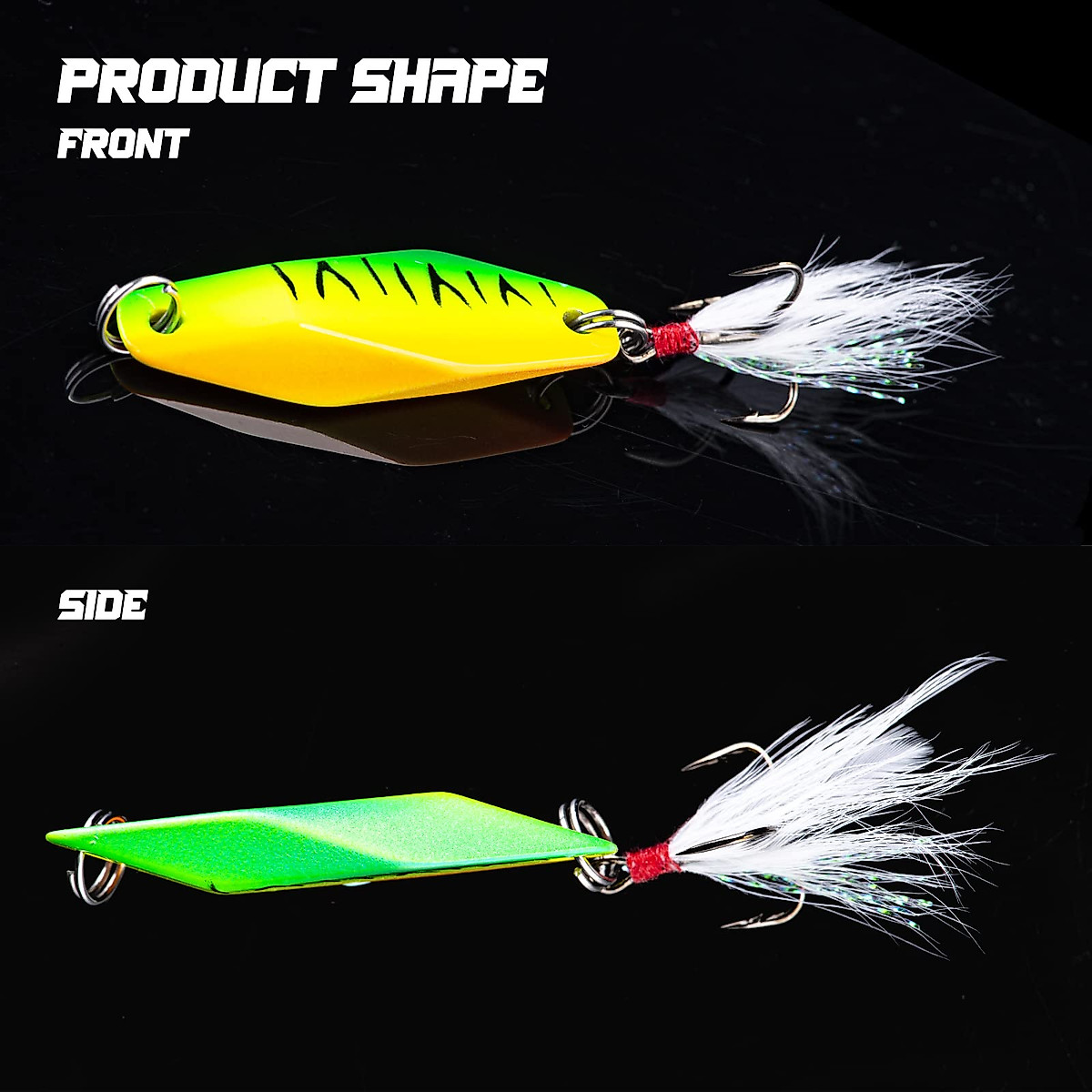 Goture Fishing Spoons Lures,Metal Spoon Trout Lures,Long Distance Casting Fishing Lures for Trout Bass Crappie Pike Saltwater and Freshwater Fishing, 5 Size Jigging Spoons with Fishing Tackle Box