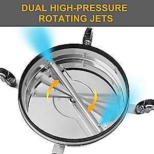 EVEAGE Pressure Washer Surface Cleaner, Power Washer Surface Cleaner with 4 Wheels, Stainless Steel Housing Power Washer Accessories with 2 Extension Wand, 2 Replacement Nozzles, 4000 PSI (16.5 inch)