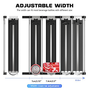 Upgrade Drink Organizer for Fridge, LAKIX Self-Sliding soda Can Dispenser for Refrigerator and Adjustable Width, 12oz to 20oz holds 50+ Cans (White + Black)