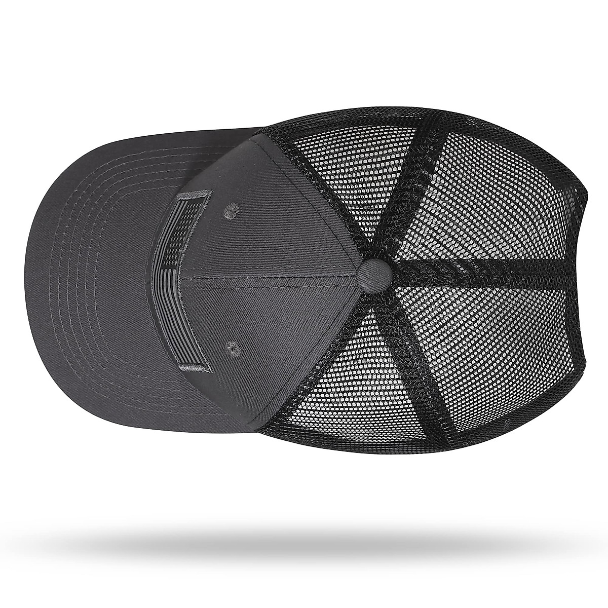 SIBOSHA American Flag Trucker Hat - Baseball Cap for Men & Women, Breathable Mesh, Adjustable Snapback Closure Dark Gray/Black