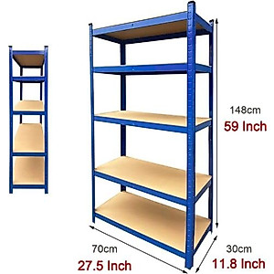 5-Tier Meta Garage Shelving,Heavy Duty Storage Shelves for Garage Storage,875kg Capacity Adjustable Metal Shelves for Storage Shelving, Heavy Duty Shelving, Industrial Storage Racks,148x70x30cm