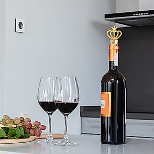 Bottle Wine Stoppers for Glass Wine Bottles，Crown Alloy Wine and Beverage Bottle Stoppers Ball Designed Wine Bottle Corks Tapered Storage Crafts Art DIY