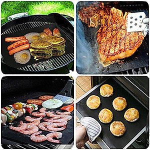 GQC BBQ Grill Mat, Non-Stick Grill Cooking Mat Teflon Reusable Barbecue Baking Mats, Heavy Duty,Easy to Clean - Works on Electric Grill Gas Charcoal BBQ (6X(33X40) cm)