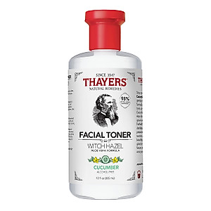 THAYERS Alcohol-Free, Hydrating Cucumber Witch Hazel Facial Toner with Aloe Vera Formula, Vegan, Dermatologist Tested and Recommended, 12 Oz