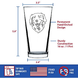Happy Golden Retriever Pint Glass for Beer - Cute Gifts for Dog Lovers with Golden Retrievers - 16 Oz Glasses