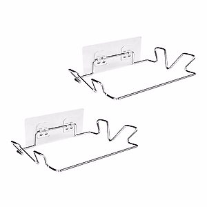 Cabilock 2 Sets Stainless Steel Trash Bag Holder Steel Over The Cabinet Rack Under Sink Garbage Bag Hook for Kitchen Pantry Bathroom Dorm Room Office