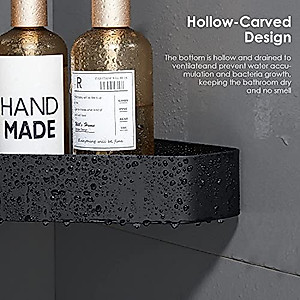 3 Pack Shower Caddy With Hooks, Adjustable Shower Corner Caddy Rack Storage Shelves, Adhesive Shower Caddies Basket Shampoo Holder Hanging, Shower Shelf Basket Bathroom/Kitchen Spice Organizer-Black