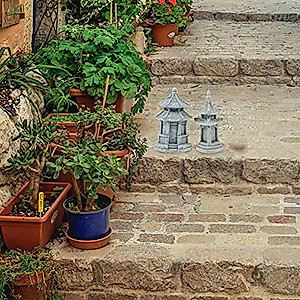 Operitacx 3Pcs Pagoda Statue Miniature Sandstone Pagoda Pavilions Lantern Tower Tea Pet Japanese Fairy Garden Figurines Fish Tank Zen Garden Decoration