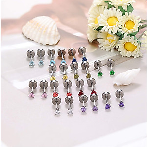 ORAZIO CZ Stud Earrings for Women Stainless Steel Cubic Zirconia Cute Heart Earrings Screwback