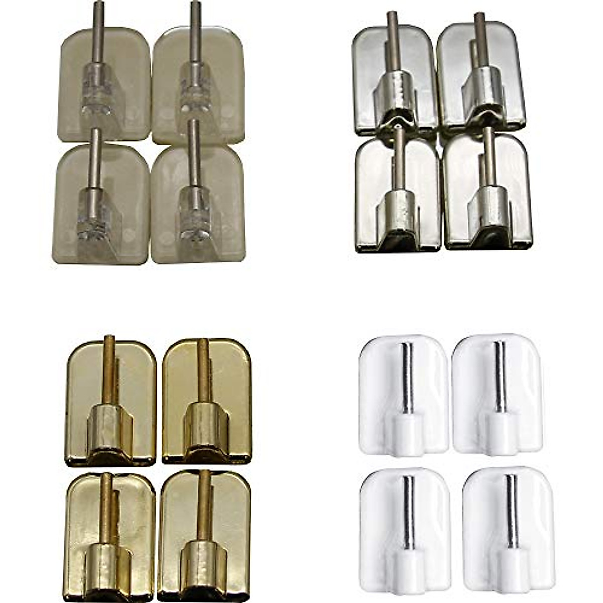 Evideco French Home Goods Self Adhesive Hooks Sash Rod Kitchen Curtains Set of 4 - Gold
