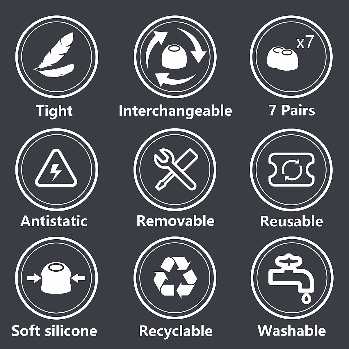 14Pcs Replacement Ear Tips Compatible with Sony WF-1000XM3 WF-1000XM4 Earbuds Soft Silicone Ear Tips (Black)