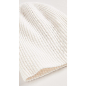 White + Warren Women's Plush Rib Cashmere Beanie, Soft White, One Size
