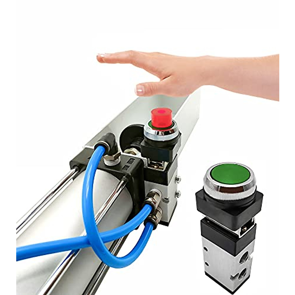 Aluminum Can Crusher, Heavy Duty Pneumatic Cylinder Soda Beer Can Crusher, Eco-Friendly Recycling Tool (Countertop Button Valve)