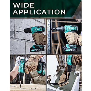 DCA Cordless Drill Set, 336 in-lbs Torque, 3/8" Keyless Chuck, Electric Power Drill with 2.0Ah Battery and Charger,18+1 Position,25-Piece 20V Drill Driver Kit, ADJZ2035