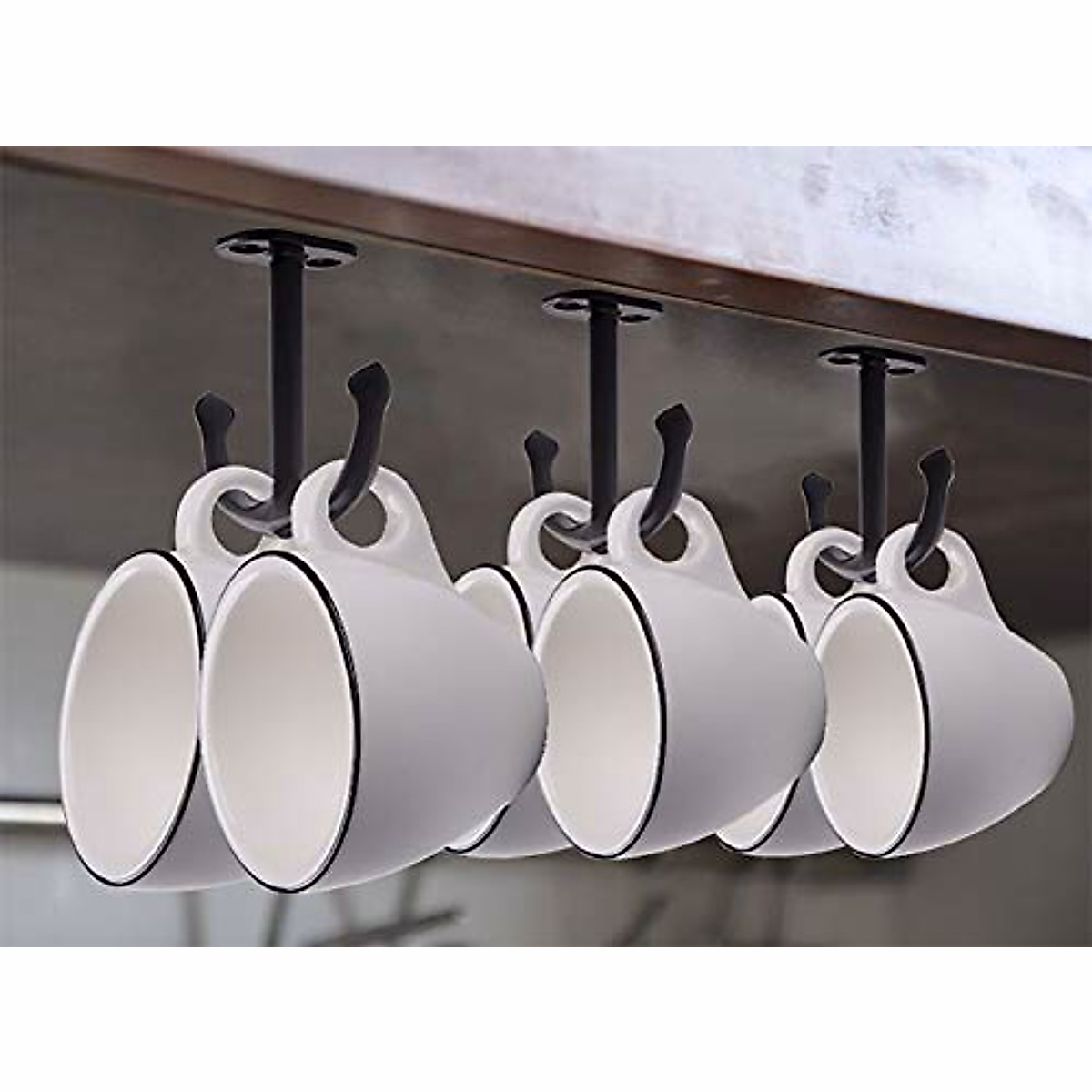 DEEKOUDT Anchor Two Prong Ceiling Hook for Closet Top Bathroom Kitchen Cabinet Garage Pack of 8 (Anchor Black)