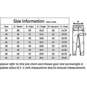 TEGIAS Mens Grey Slim Fit Stretch Jeans Classic Denim Work Pants with Pockets Casual Trousers 34
