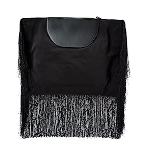 BURBERRY Olympia Fringe Canvas & Leather Clutch, Black