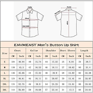 ENVMENST Men's Christmas Button Down Shirt Santa Party Short Sleeve Holiday Casual Hawaiian Shirts(Santa C404,L)