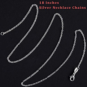 SANNIX 50 Pack Silver Plated Necklace Chains Bulk, Cable Chain Pack for Jewelry Making, 18 Inches