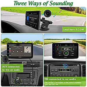 Carpuride W707 2023 Newest 7 Inch Screen Portable Wireless Apple Carplay & Android Auto, Car Radio Receiver Mp5 Player with Mirror Link, Color Light Key, Sucker Holder & Dashboard Mounted