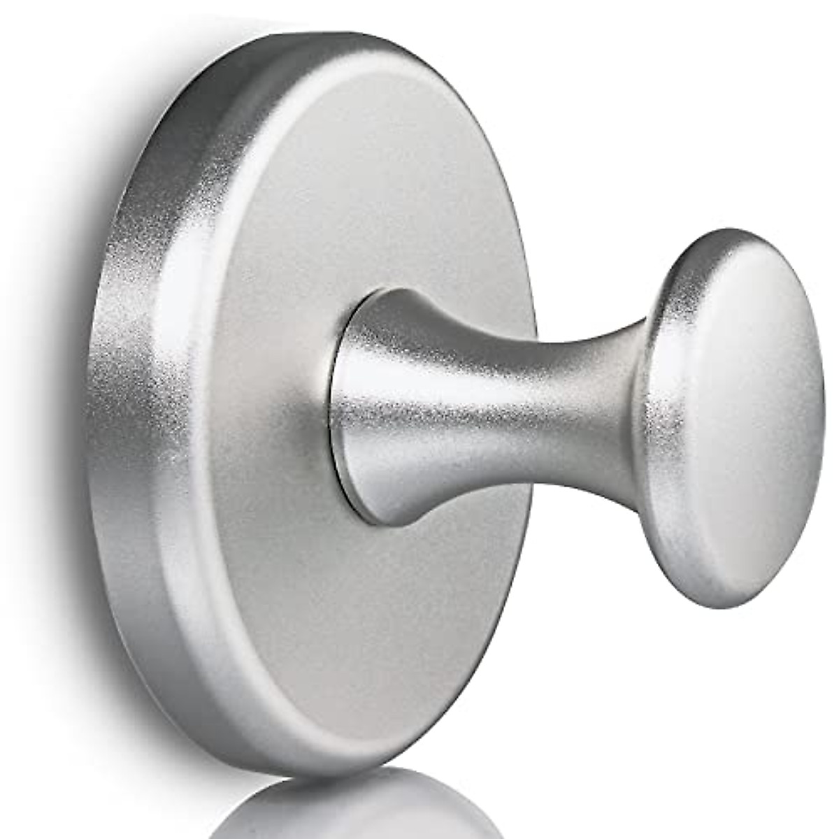HIKIYEAT Solid Aluminum Towel Hook,Wall Hooks,Adhesive and Screw Installation,2 Pack,Heavy Duty,Hanging Robe,Loofah Holder,Minimalist Design,Door Hanger,for Glass Shower Bathroom,Coat(Matte Silver)