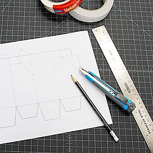 BAZIC Utility Knife Box Cutter 9 mm Blade, Rubber Grip Retractable Snap-Off Razor for Craft Cartons Boxes Office Home, 4-Pack