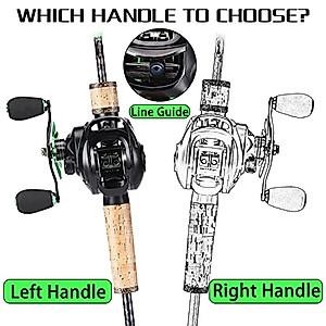 Sougayilang Fishing Rod Reel Combo, Fast Action 2 Pieces Fishing Pole with Baitcasting Reel-1.8M with BS Reel- Right Handed- Green