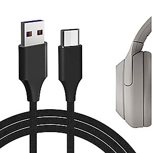 Geekria Type-C Headphones Cloth Braided Fast Charger Cable Compatible with Sony WH-1000XM5, G900N, G700, LinkBuds S, LinkBuds Charger, USB to USB-C Replacement Power Charging Cord (4ft / 120cm)